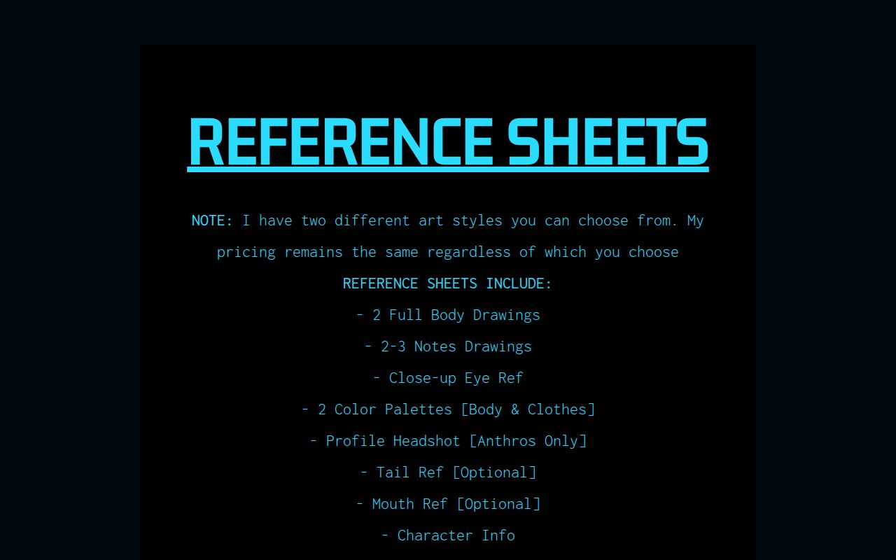 Reference Sheets